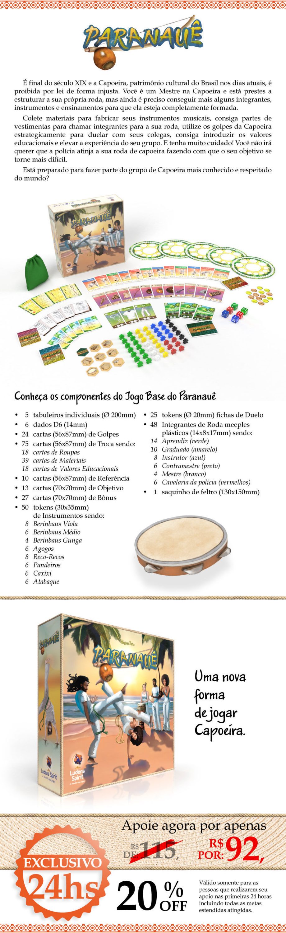 Paranauê: Boardgame brasileiro sobre capoeira chega ao Catarse